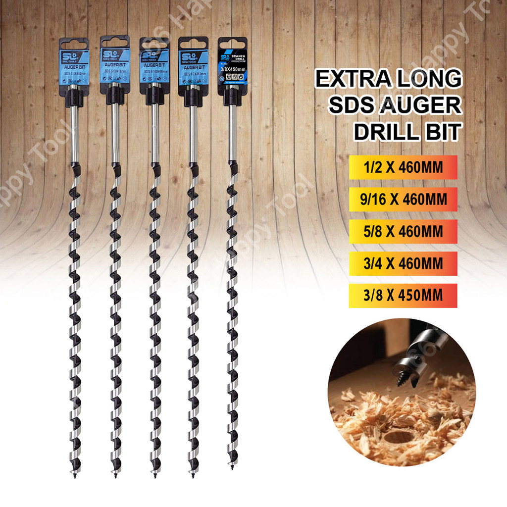 460mm SDS Auger Drill Bit Extra Long SL Tools 1/2" 9/16" 5/8" 3/4" 3/8" Masonry Wood Carpenter ...
