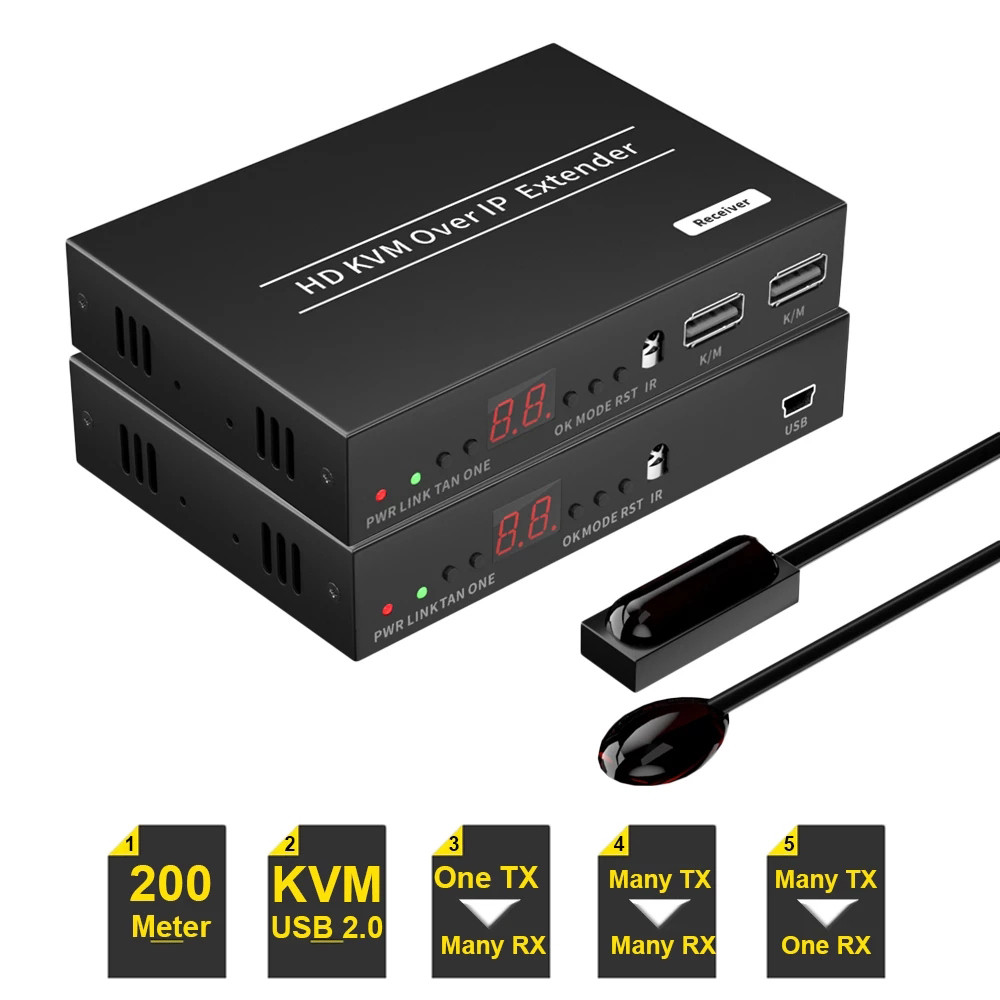 150M HDMI KVM Extender Matrix over IP Cat6 Rj45 Cable HDMI USB Extender One to Many via Network ...