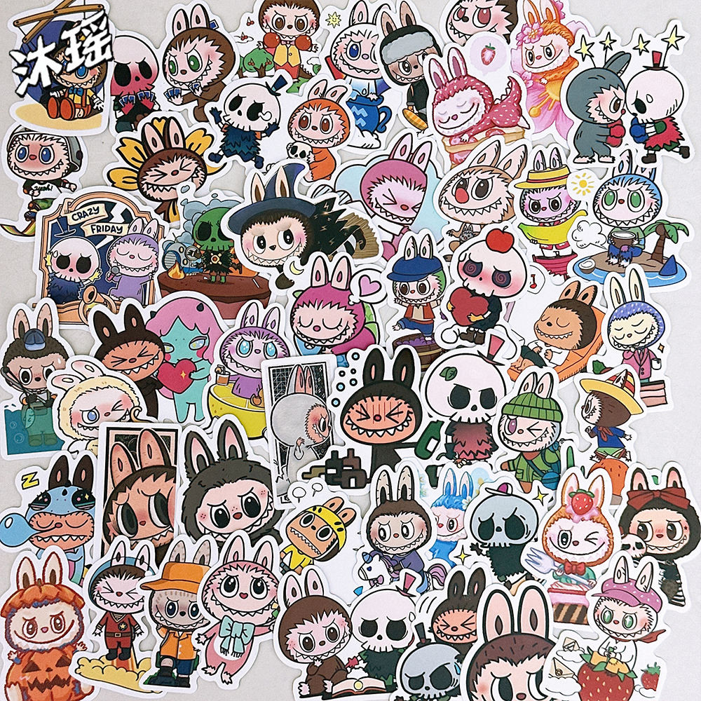50 Cute Cartoon Labubu Stickers To Decorate Notebook DIY Mobile Phone ...