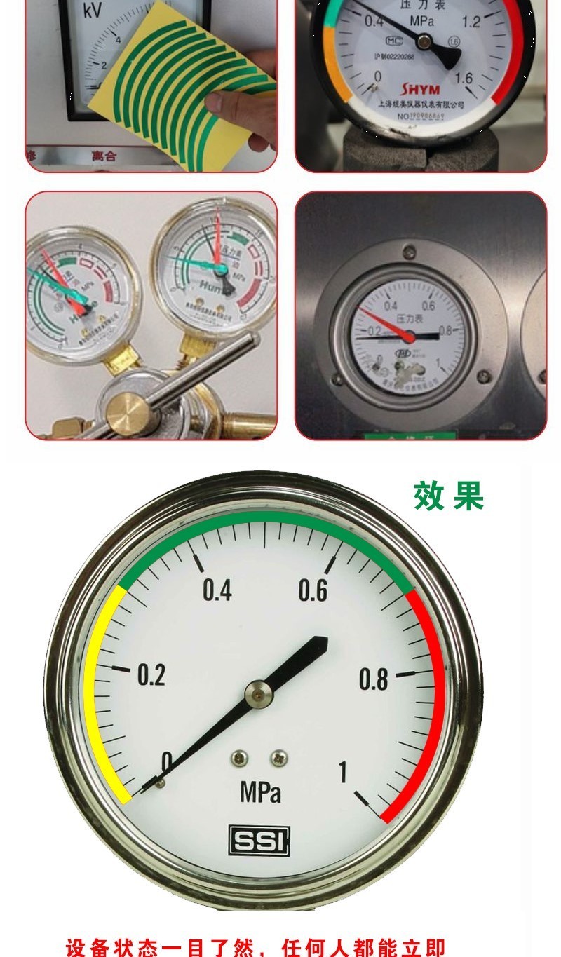 Pressure Gauge Ammeter Logo Indicator Sticker Three-Color Upper Lower ...