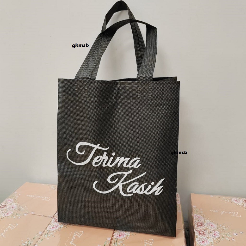 10pcs Beg Kain Bertapak Tebal Goodies Bag with Handle and Bottom ...