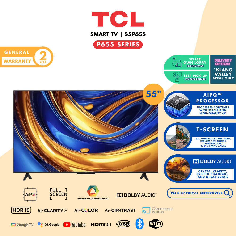 TCL 55'' P655 Series 4K UHD Google TV Smart TV 55P655 | Shopee Malaysia