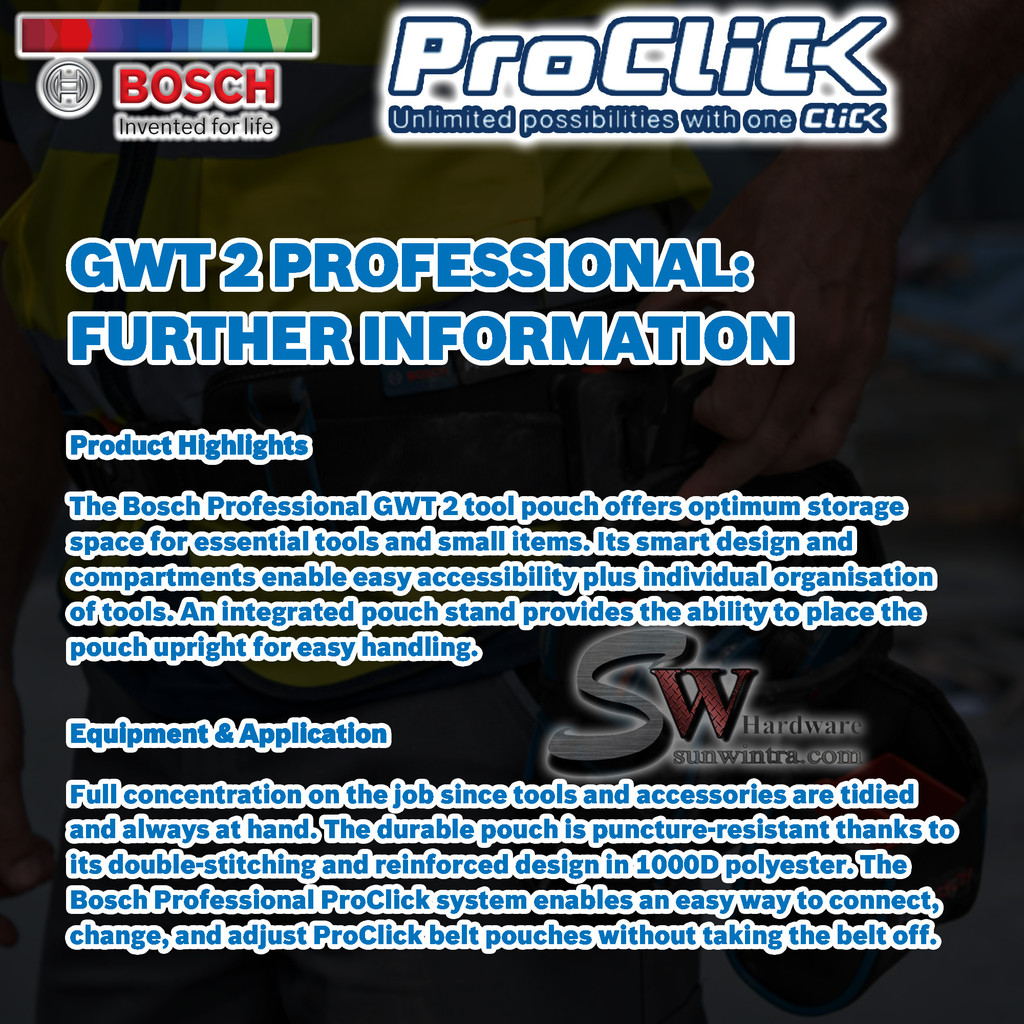 Bosch ProClick Tool Pouch GWT 2 Professional #1600A0265S Tool Bag GWT2 ...