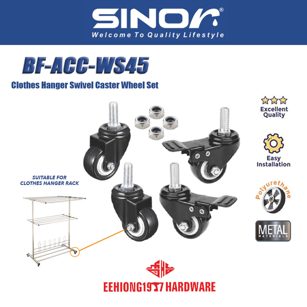 SINOR BF-ACC-WS45 Clothes Hanger Swivel Caster Wheel Set Swivel Caster ...