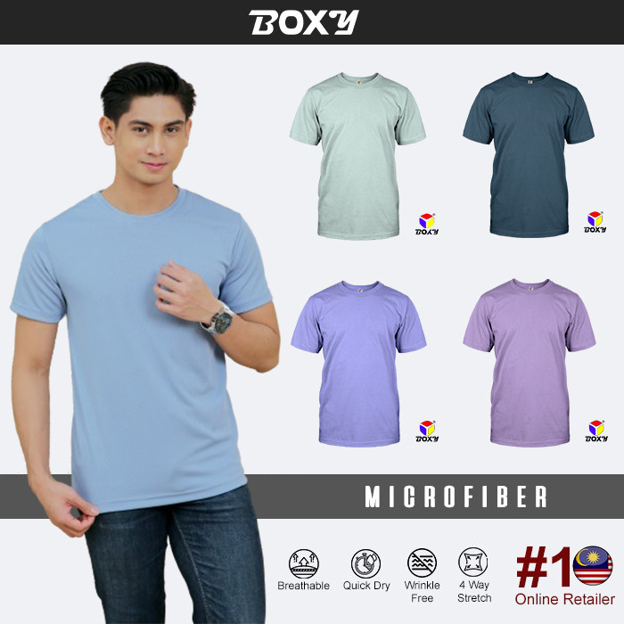 BOXY Unisex Microfiber Round Neck Steel Blue/Teal Blue/Cameo Green ...