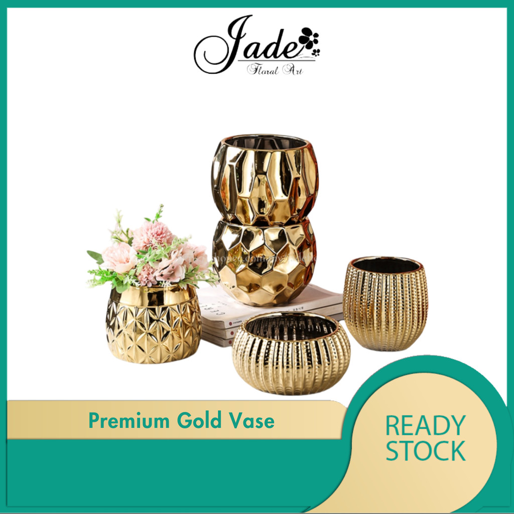 PREMIUM GOLD VASE / CERAMIC VASE / PASU EMAS / METALLIC VASE / PASU ...