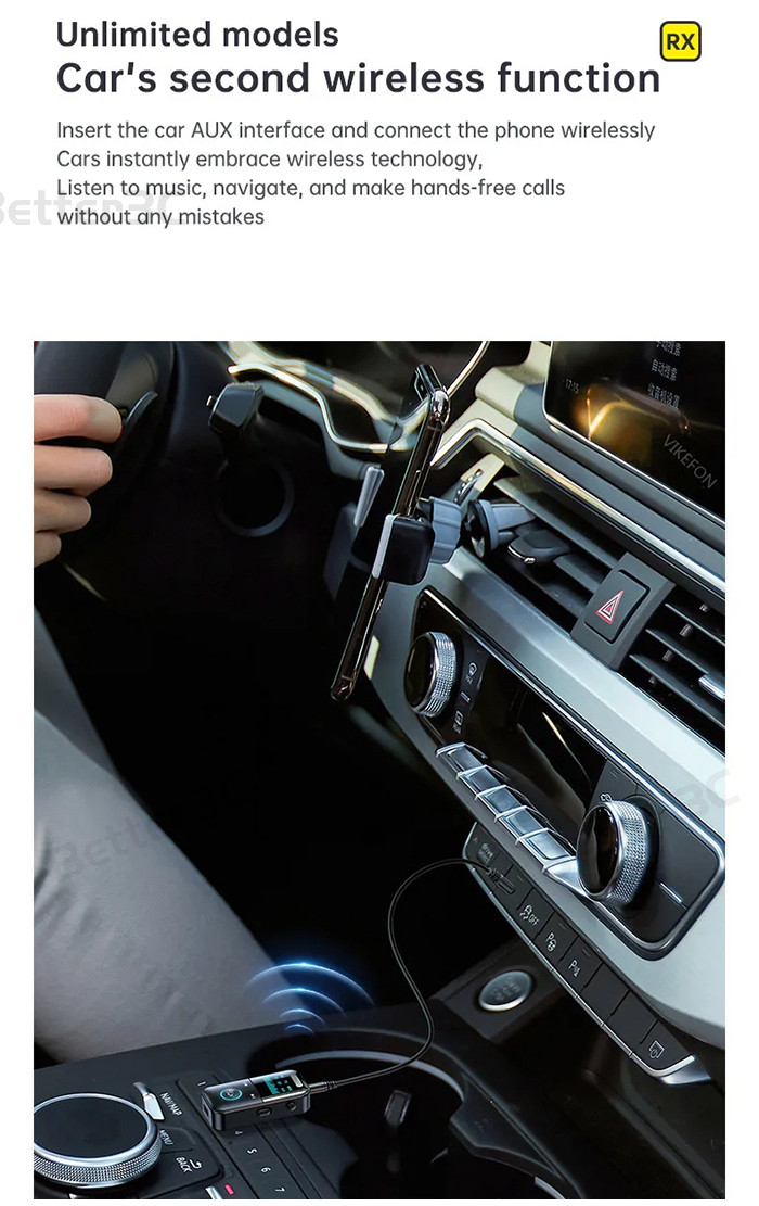 Bluetooth 5.4 Receiver transmitter adapter with screen display Car ...