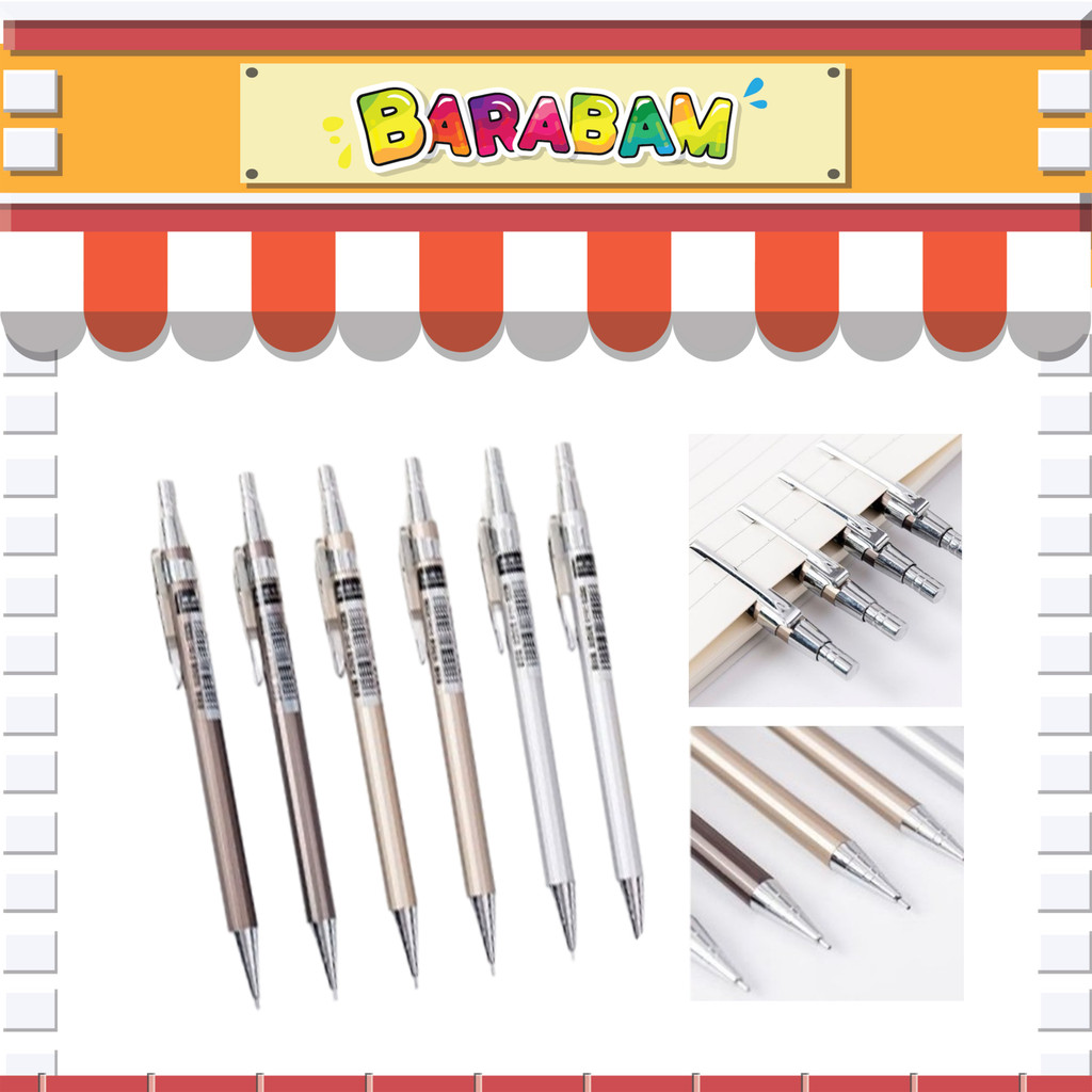 Barabam [Per Pcs] T&H Mechanical Pencil 2B Metal Automatic Pencil Student Simple Push Pen Office ...