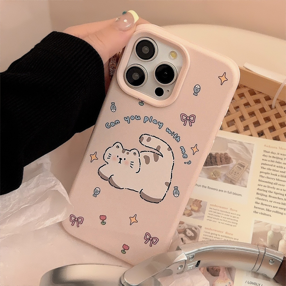 Big hole pink bow star stereo fat cat stand anti-drop phone case tpu ...
