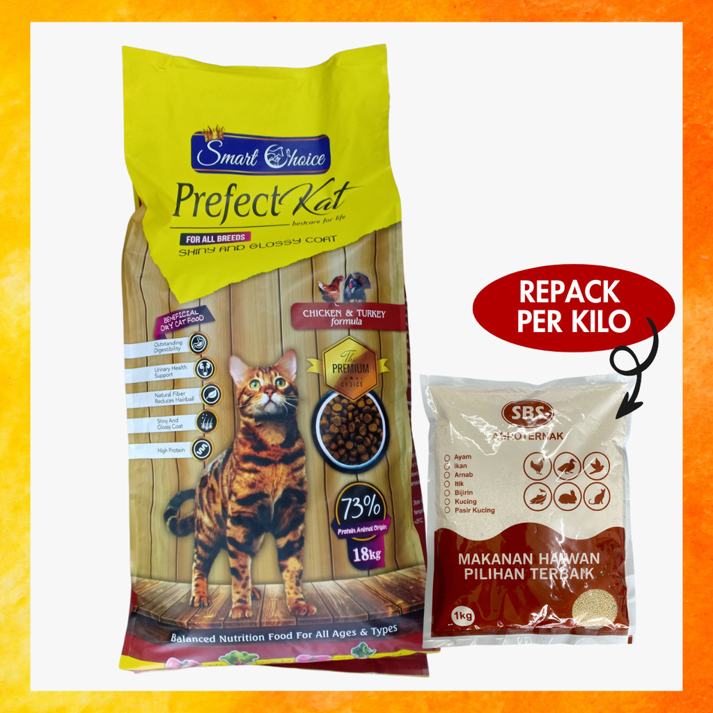 [1KG] [REPACK] SMART CHOICE PREFECT KAT + MOS DRY FOOD CHICKEN & TURKEY ...