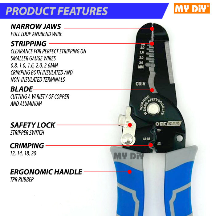 MYDIYHOMEDEPOT - 7 IN 1 PLIER 7 INCH PLIER WIRE STRIPPER PLIER CABLE ...