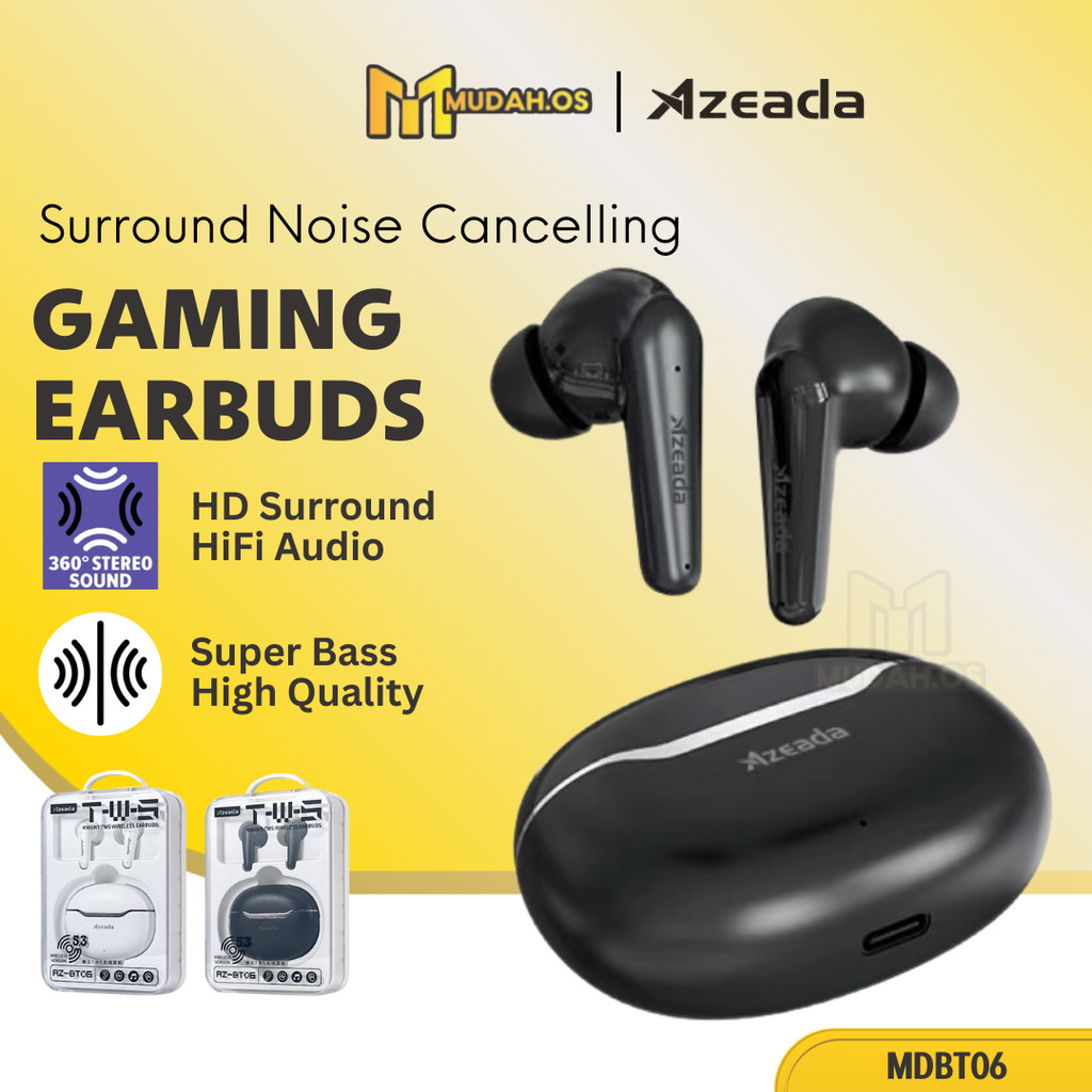 AZEADA Noise Cancelling Bass Stereo Wireless Earbuds Bluetooth ANC ...