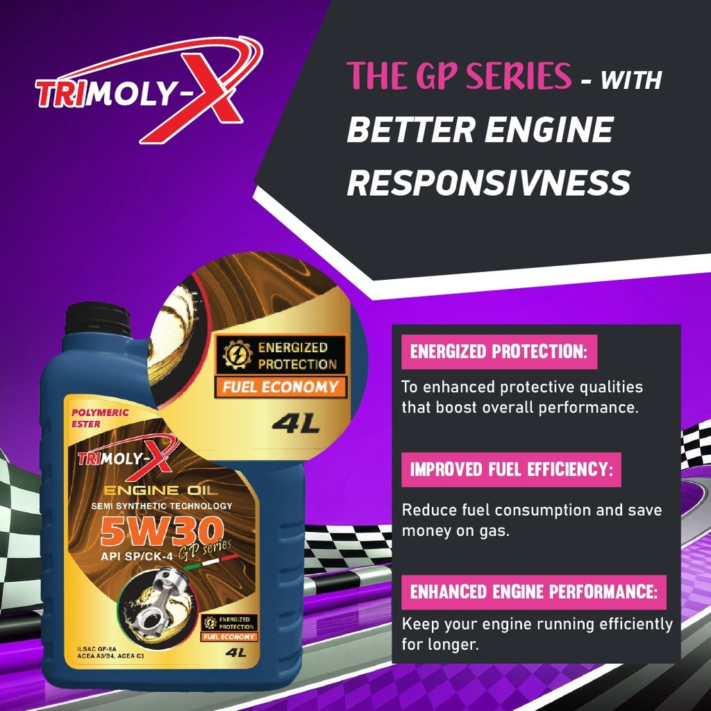 TRIMOLY-X GP SERIES 5W40 FULLY SYNTHETIC ENGINE OIL SP/CF 4L Car ...