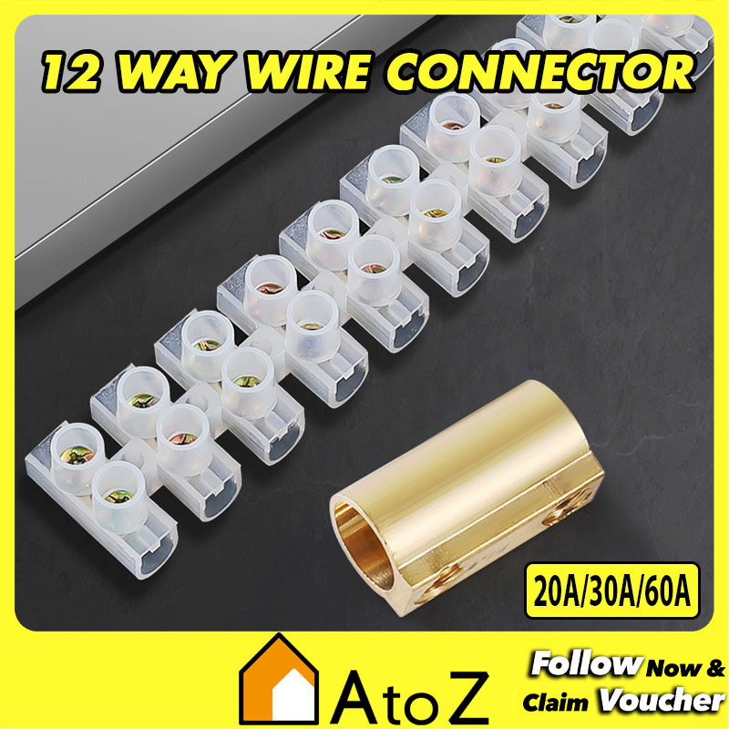 PVC Wiring Connector 12 Way Terminal Block Wire Connector Penyambung ...