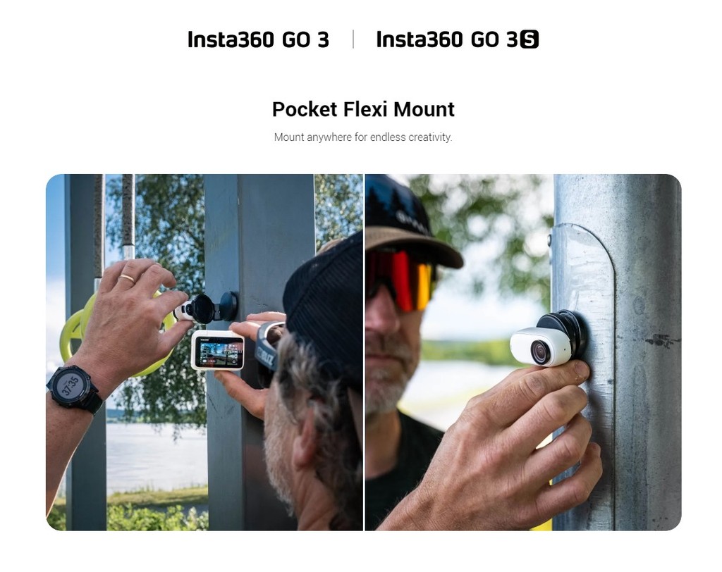 Insta360 GO 3/GO 3S Pocket Flexi Mount / Multifunctional Magnetic Base ...