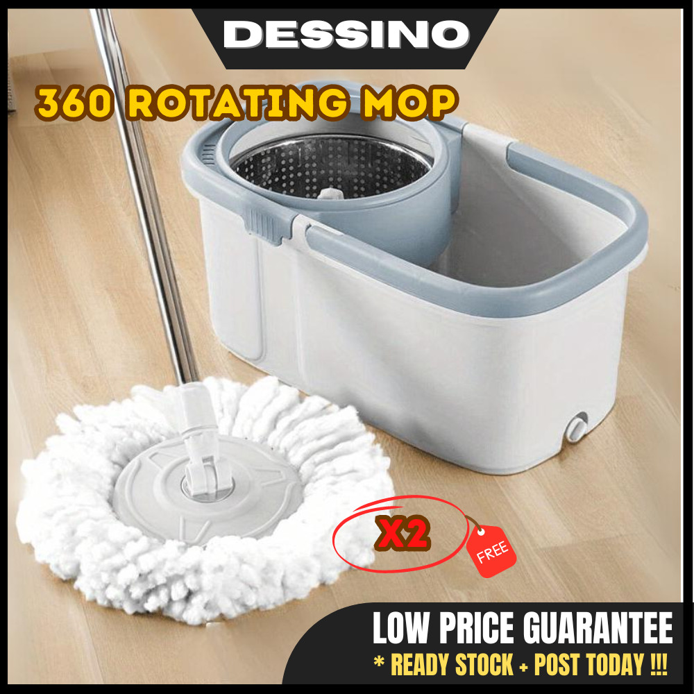 Set Mop Putaran Besar DESSINO Dengan Baldi 360 Berputar Cepat Kering ...