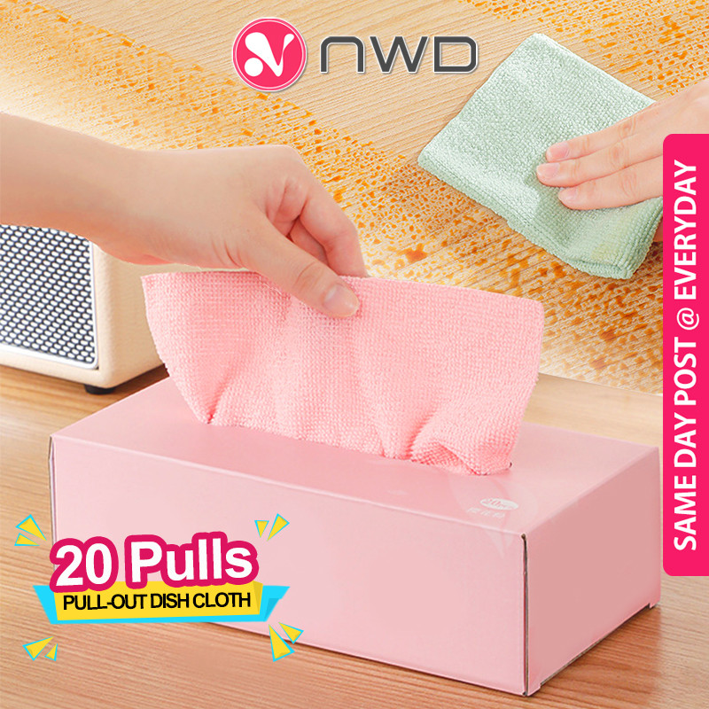 𝗘𝗔𝗦𝗬 𝗥𝗘𝗧𝗥𝗜𝗘𝗩𝗔𝗟 》 20 Pulls Disposable Microfiber Kitchen Cleaning Towel ...