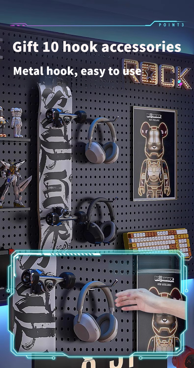 Pegboard Wall Mount Board with Hook Peg Board Big Hole Pegboard ...