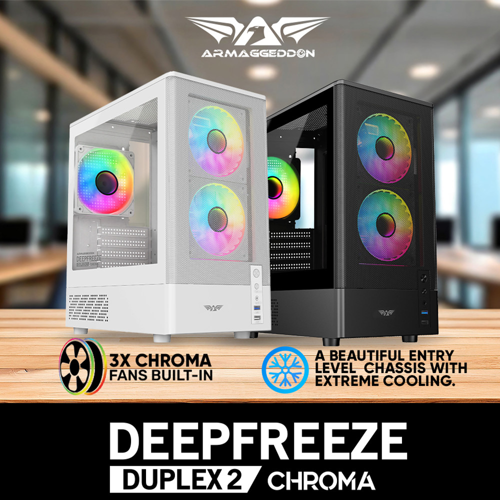 Armaggeddon Deepfreeze Duplex 2 Chroma MATX Gaming PC Case With Mesh ...