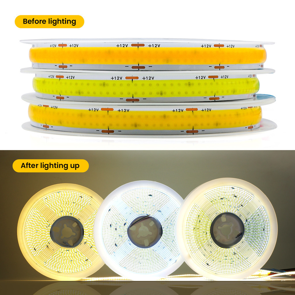 COB LED Strip Light Double Row Super Bright 600 LEDs/m Flexible Tape ...