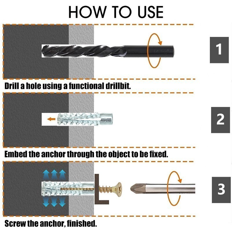 20/30/50/100 Sets Steel Expansion Tube Pipe - Self Tapping Screw ...