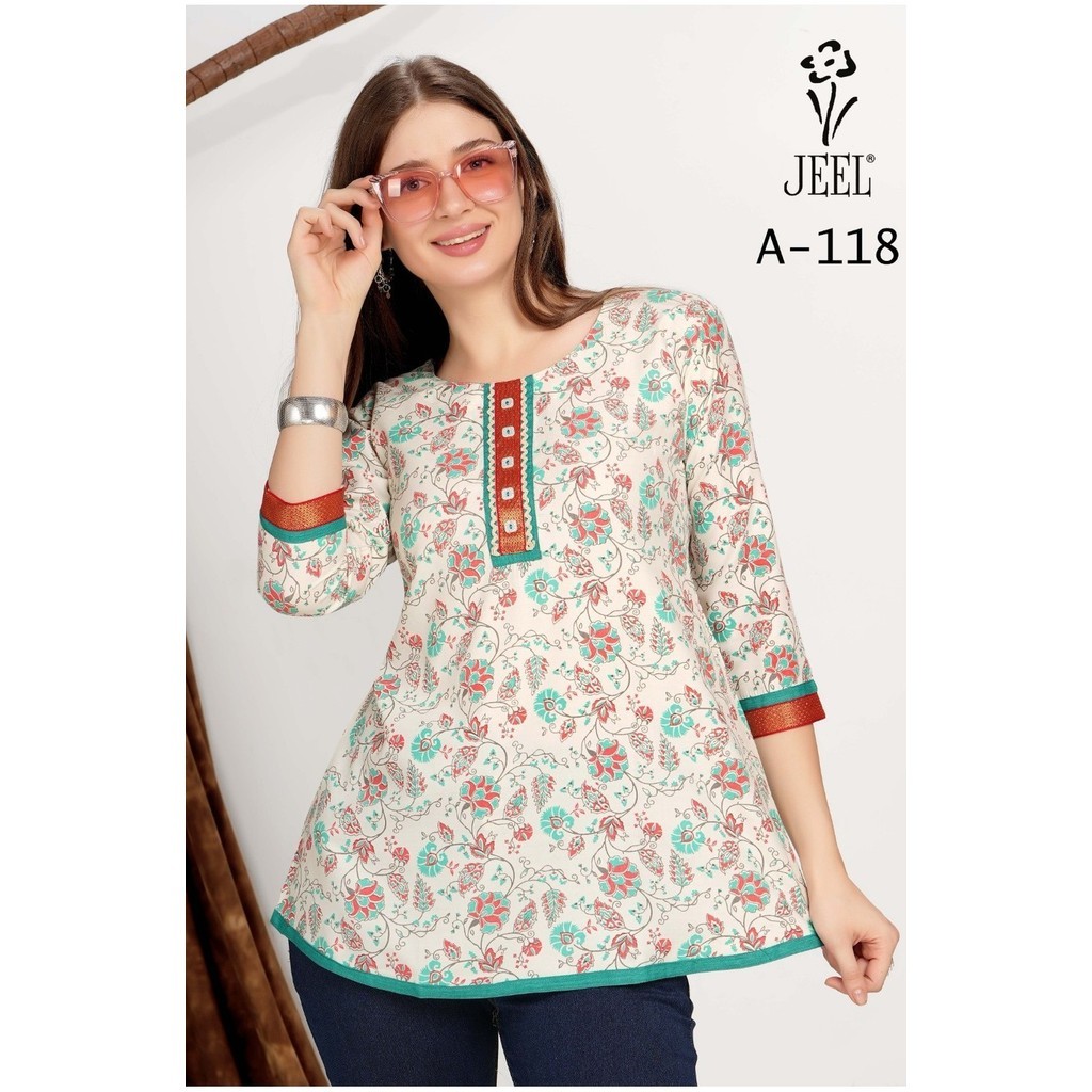 JEEL Short Kurtis-White Edition for Casual and Office Wear Tops Only A ...