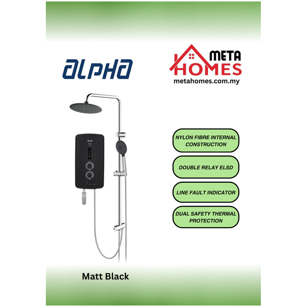 Alpha 3.8kW 2 Liters/minute Instant Shower Heater (Rain Shower Set with ...