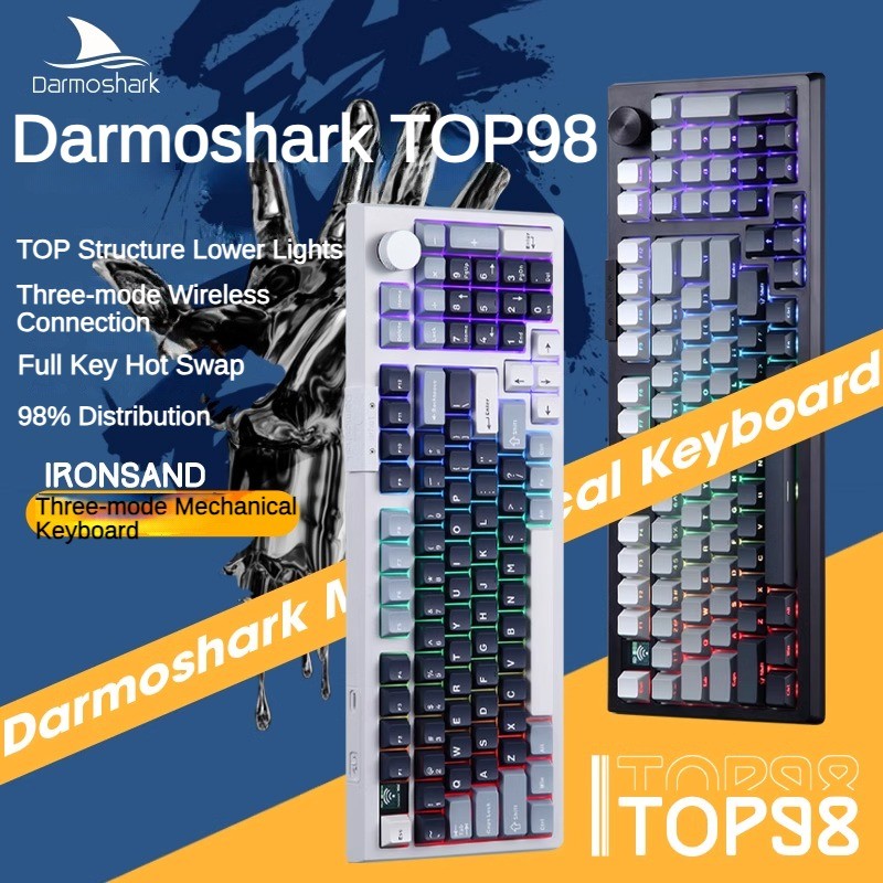 Darmoshark TOP98 Three-mode 2.4g Wireless Bluetooth Side Engraving Mechanical Keyboard ...