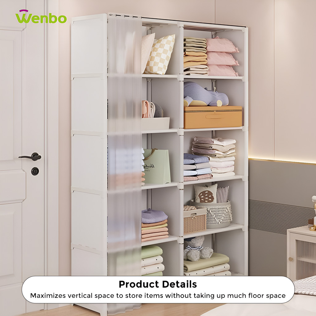 Wenbo Dust-Proof Wardrobe Simple Assembly Storage Cabinet Curtain ...