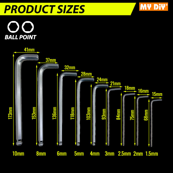 MYDIYHOMEDEPOT - 9PCS ALLEN KEY SET BALL POINT ALLEN KEY TORX STAR ...