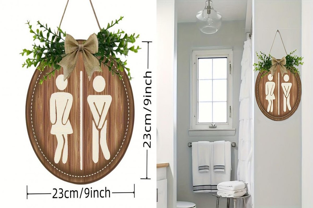 Wooden Toilet Sign Toilet Sign Decoration Rustic Bathroom Sign with ...