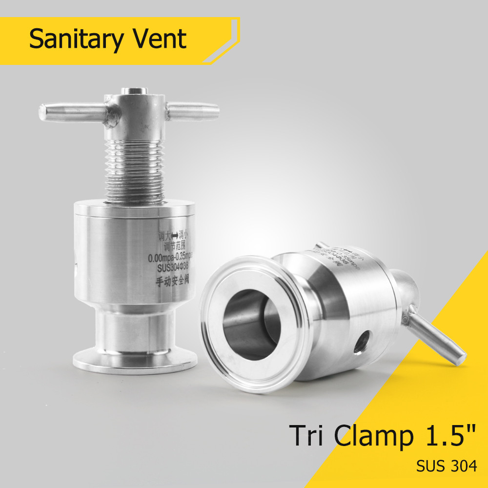 SUS 304 Tri Clamp Sanitary Adjustable Pressure Relief Safety Valve 1.5 ...