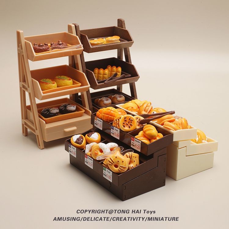 Miniature Fake Bread Cabinet | Miniature Bakery and Pastry Toy Set ...