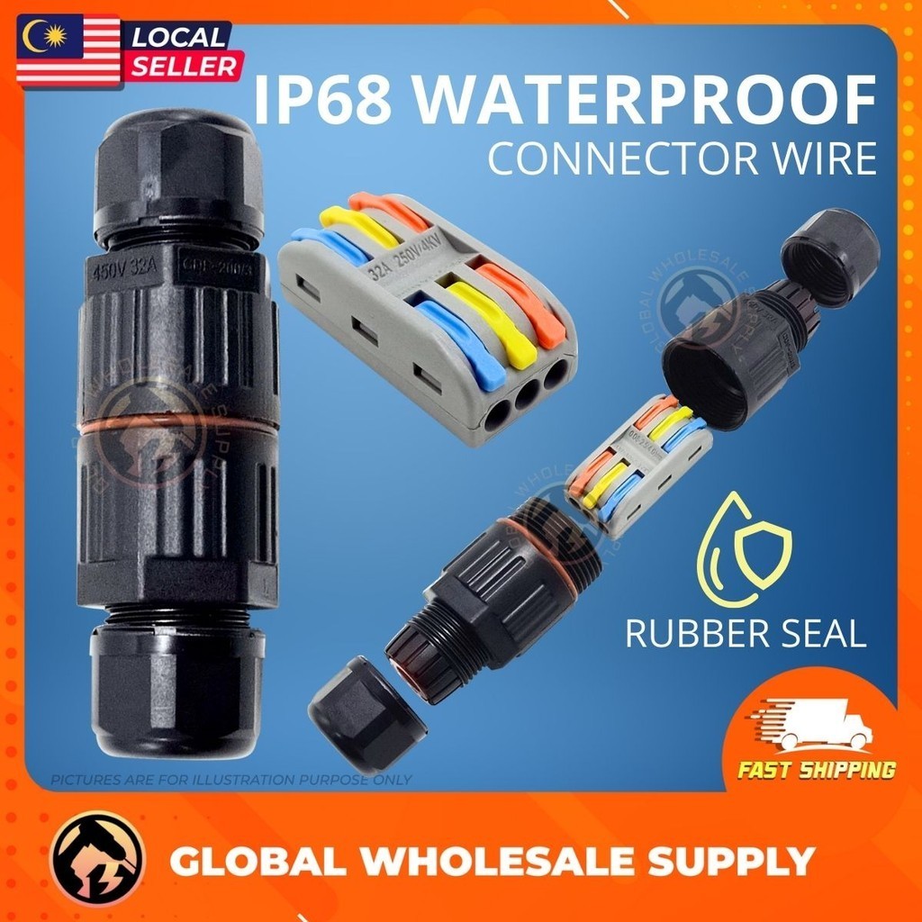IP68 Waterproof Connector Wire Junction Box Outdoor Waterproof 3 Pole ...