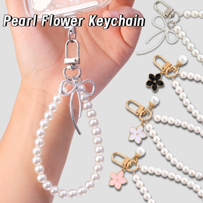 Mobile Phones Pendant - Delicate Sweet Pearls Bow Keychain - Fashion ...