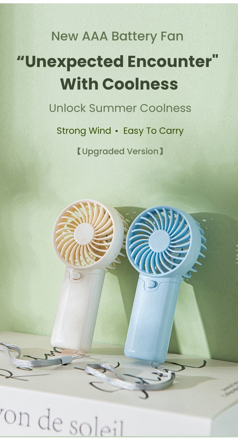 Upgraded AAA Battery Powered on Fan Portable Fan 1Speeds 5'' Quiet ...