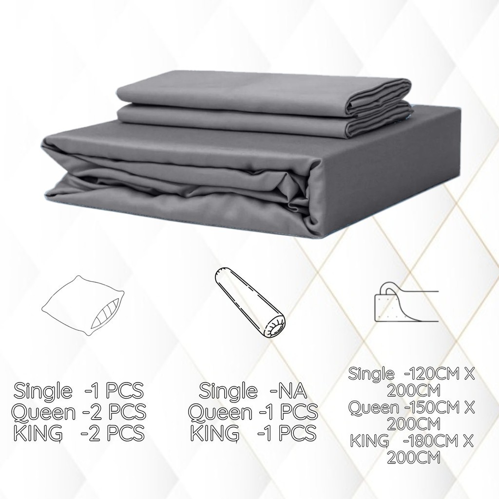 iDECO™ Plain Series Cadar Set Elastic Fitted Bedsheet Cadar Katil (3in1 ...
