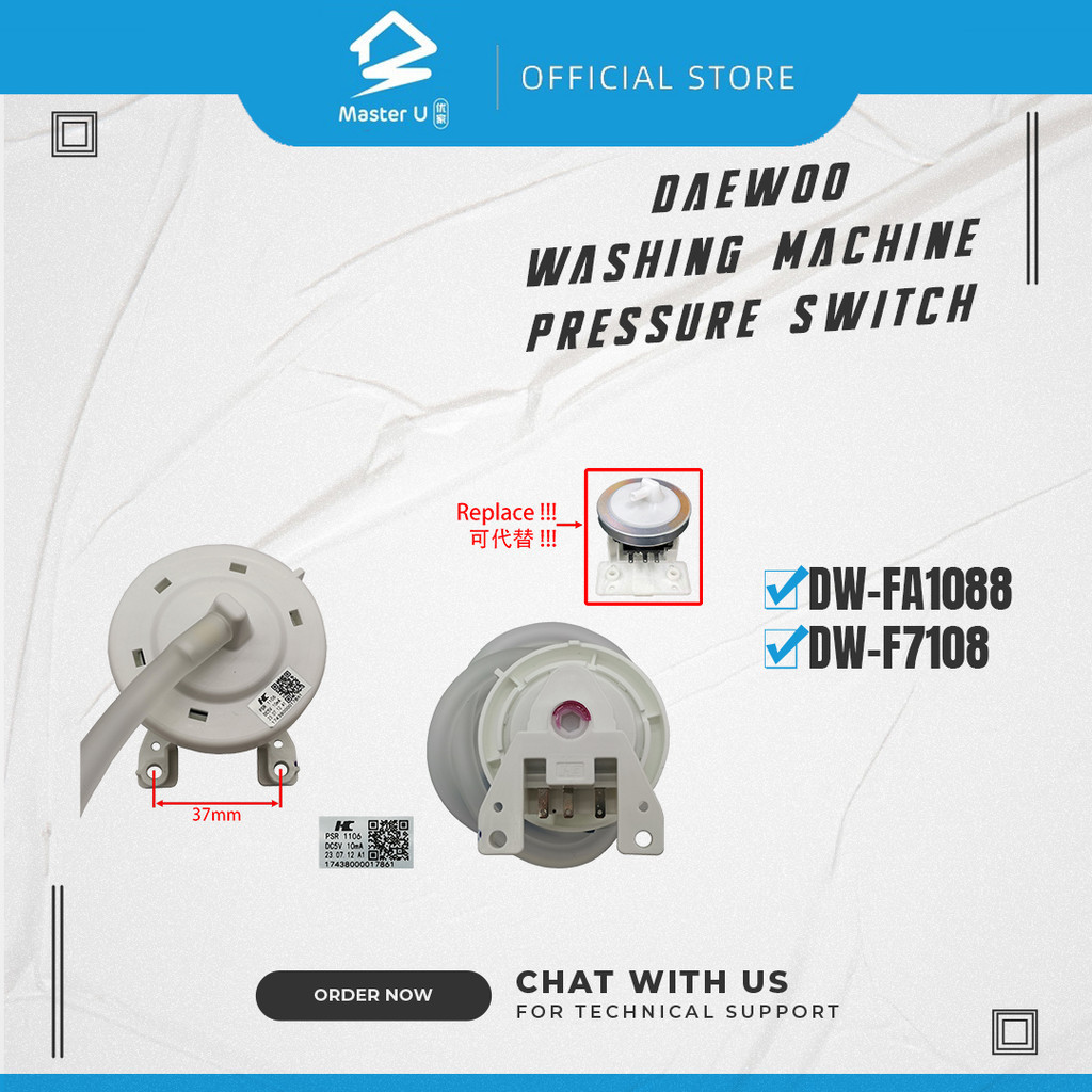 DAEWOO WASHING MACHINES PRESSURE SWITCH – DWFA1088/DWF7108 | Shopee ...