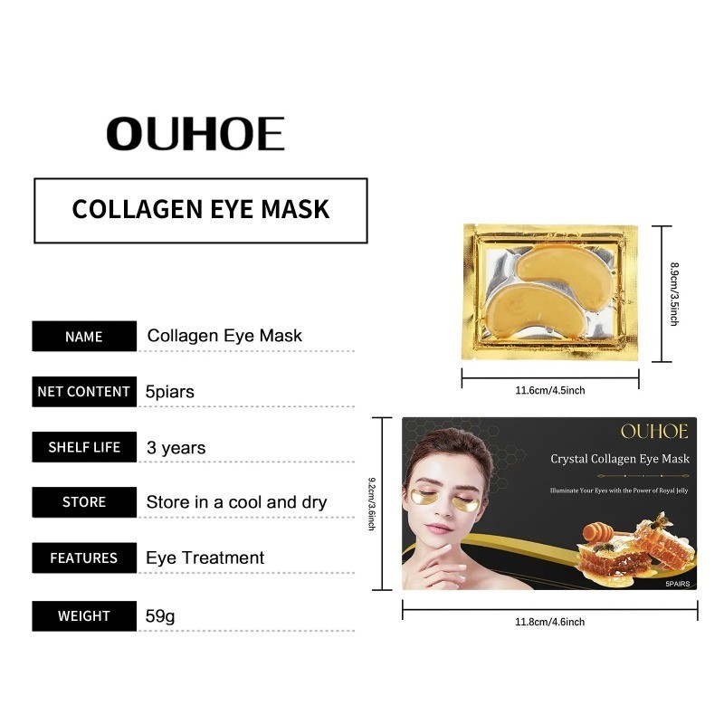 OUHOE Collagen Eye Mask Anti Dark Circles Removal Eyes Bag Moisturizing ...