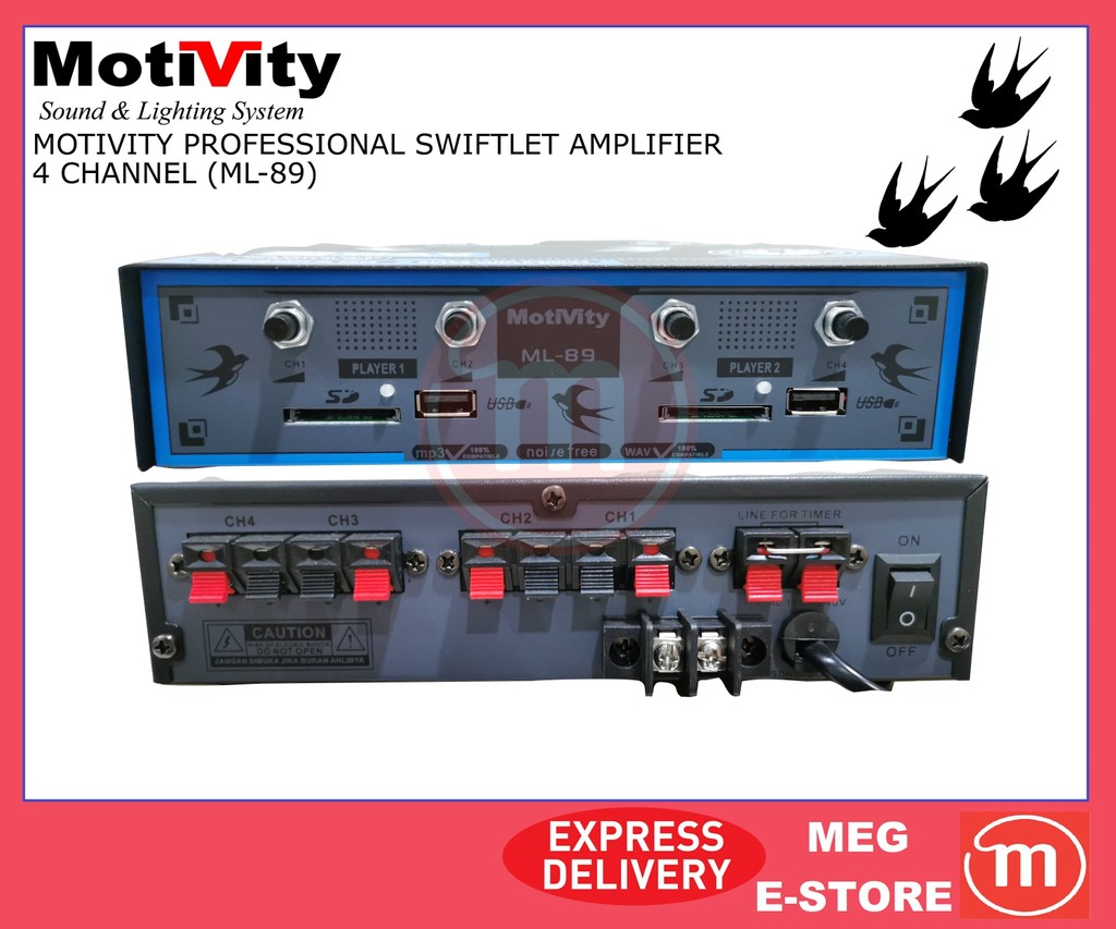 Motivity ML-89 4 Channel Professional Amplifier for Swiftlet Farming ...