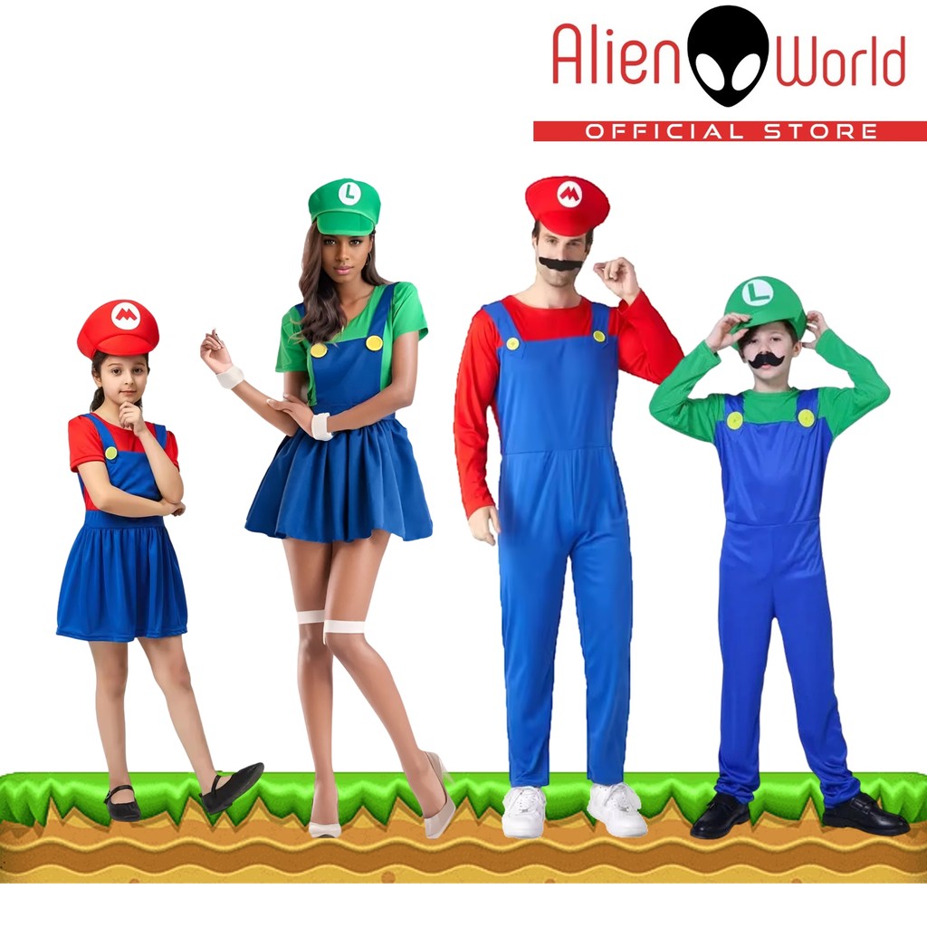 Funky Super Mario Cosplay Costume Halloween Party Costume Kids Children ...