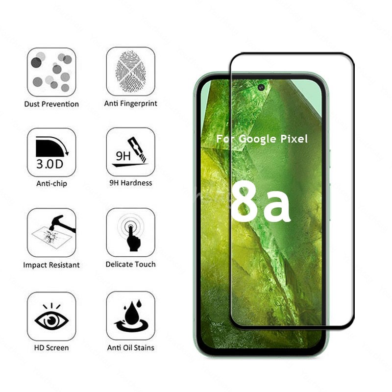 For Google Pixel 8a Glass Screen Protector Phone Camera Film Glass ...