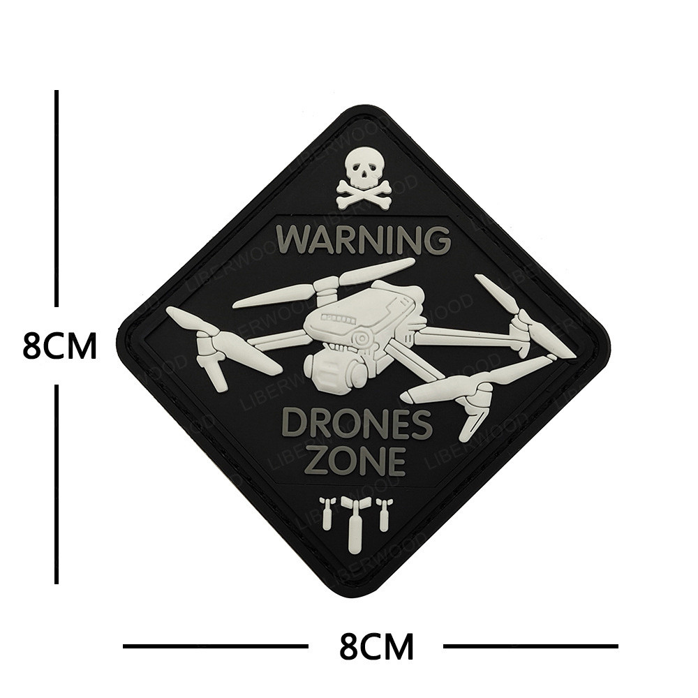 WARNING DRONES ZONE Tactical Patch Unmanned Aerial Vehicle UAV 3D PVC ...
