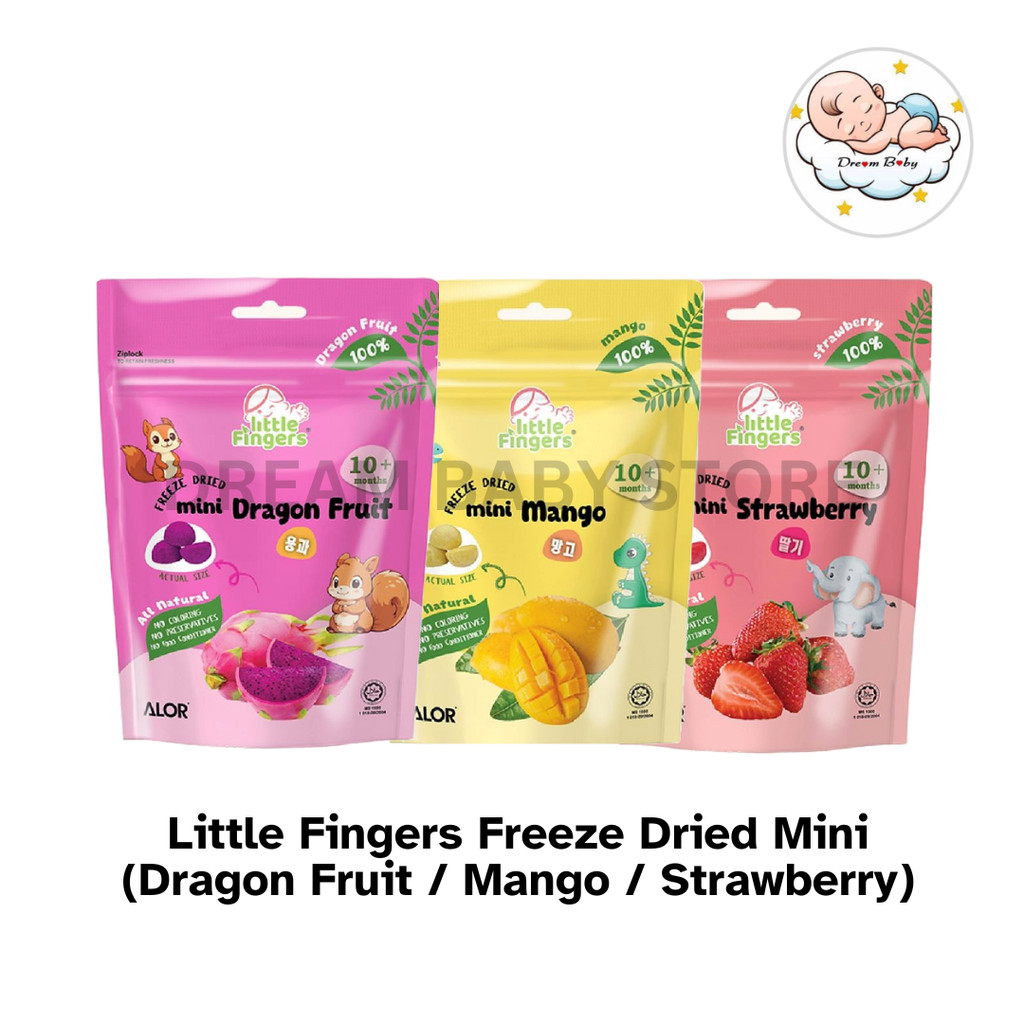 Little Fingers Freeze Dried Mini 15g (Strawberry / Mango / Dragon Fruit ...