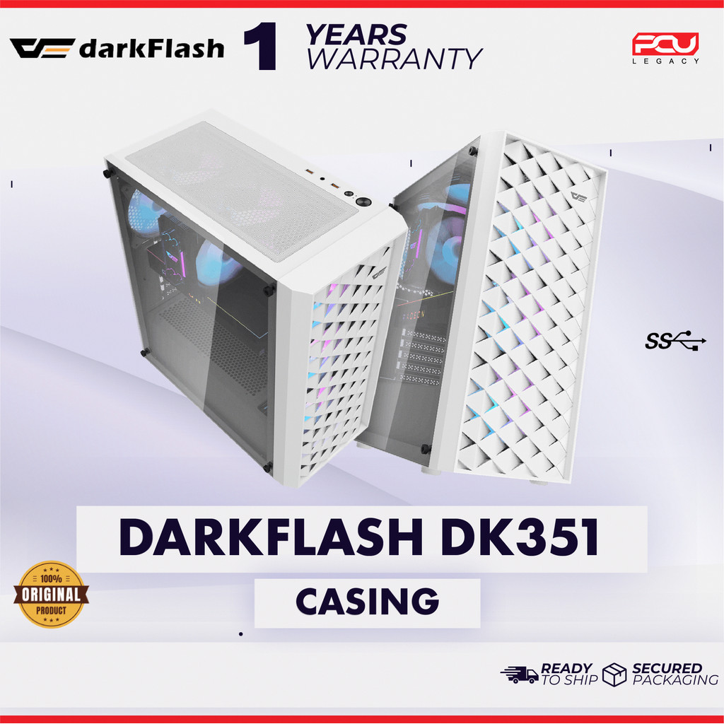 DARKFLASH DK351 ATX CASING - WHITE | Shopee Malaysia