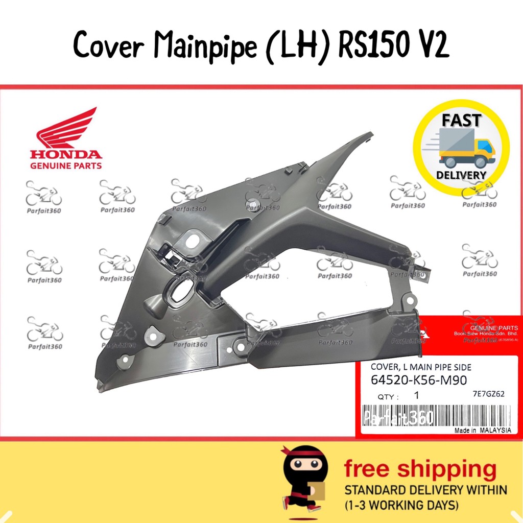 64520-K56-M90 HONDA RS150 V2 Cover Black Mainpipe LH Left / Cover Hitam ...