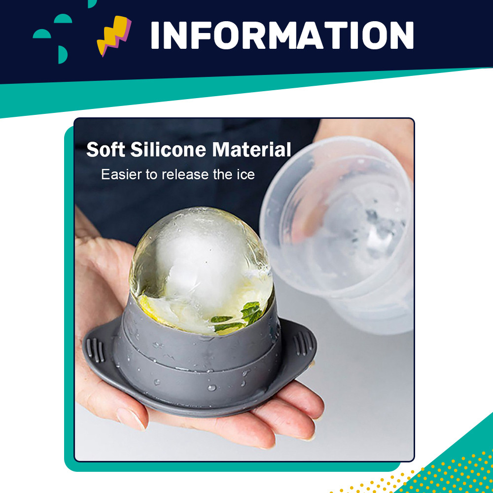 Borong365 Round Ice Ball Mould Spherical Ice Ball Maker Whiskey Ice ...