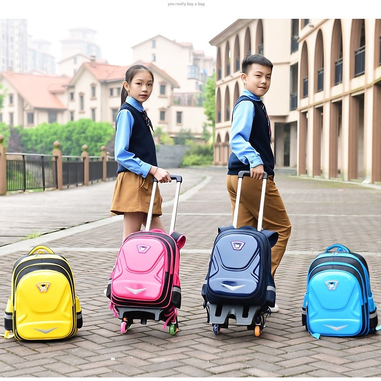 High-Stand Wear-Resistant Waterproof 6 Wheels Trolley School Bag ...