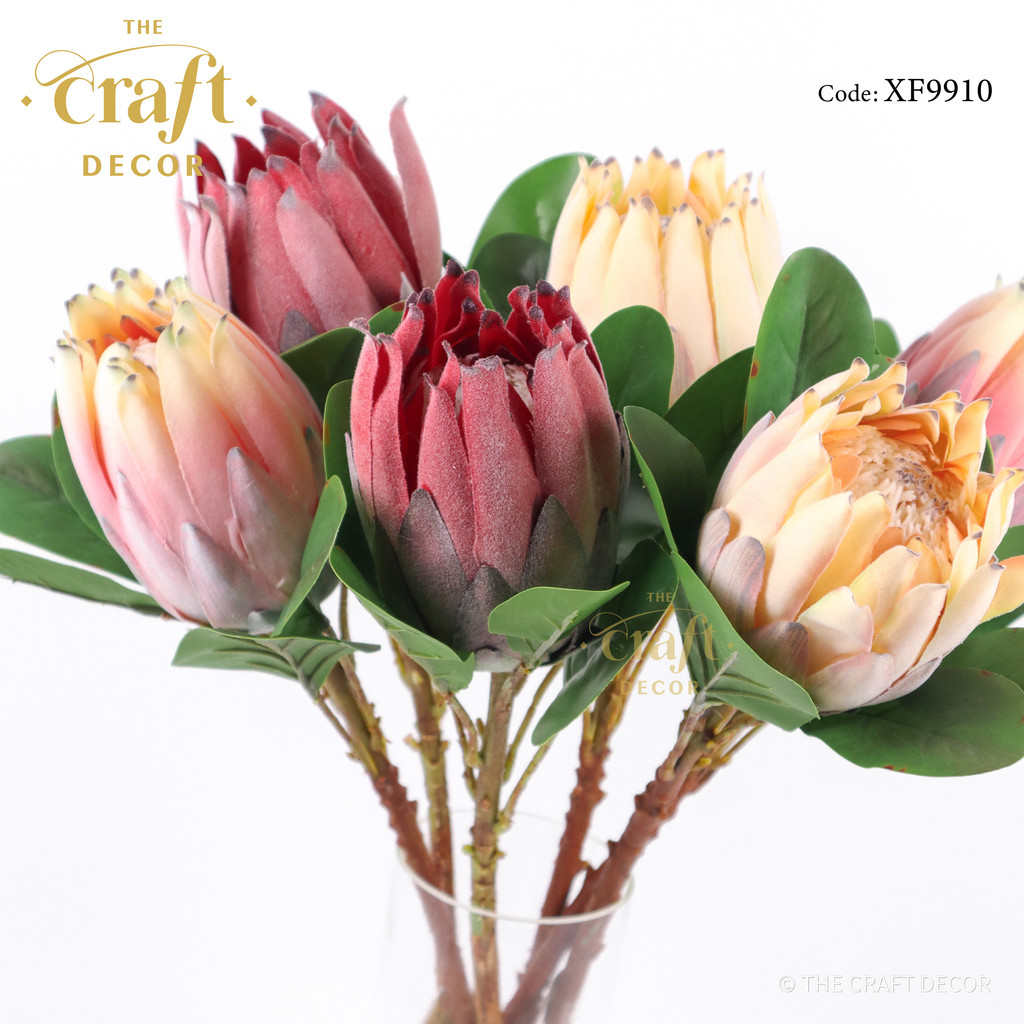 The Craft Decor 56cm Real Touch Pink Ice Protea Spray | Bunga Hiasan ...