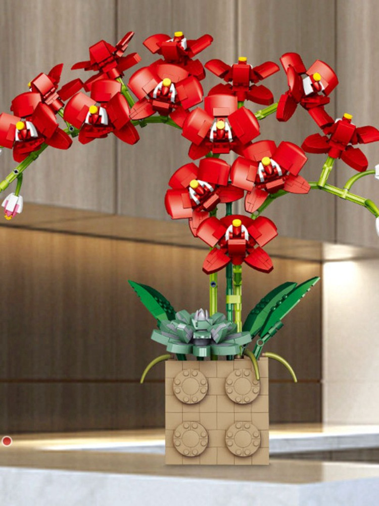 MOC Eternal Orchid Flower Building Block Set Simulated Orchid Butterfly ...